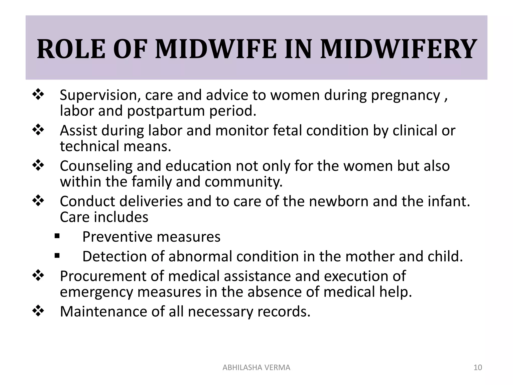 Concept and historical prespective of miwifery | PPTX