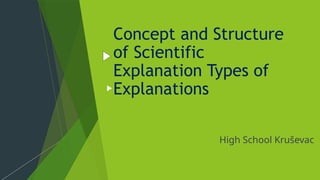 Concept and Structure of Scientific Explanation Types of Explanations ...