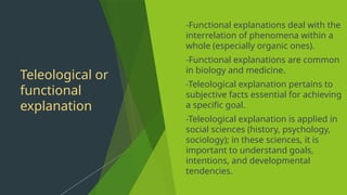 Concept and Structure of Scientific Explanation Types of Explanations ...