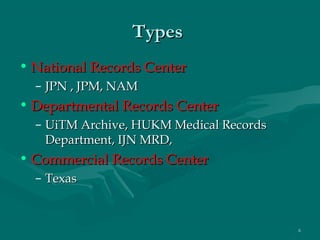 Concept and terminology of records center and management | PPT