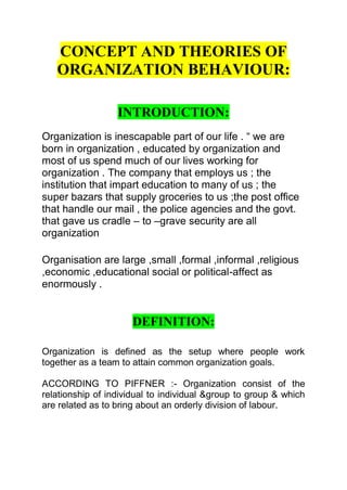 Concept and theories of organization | PDF