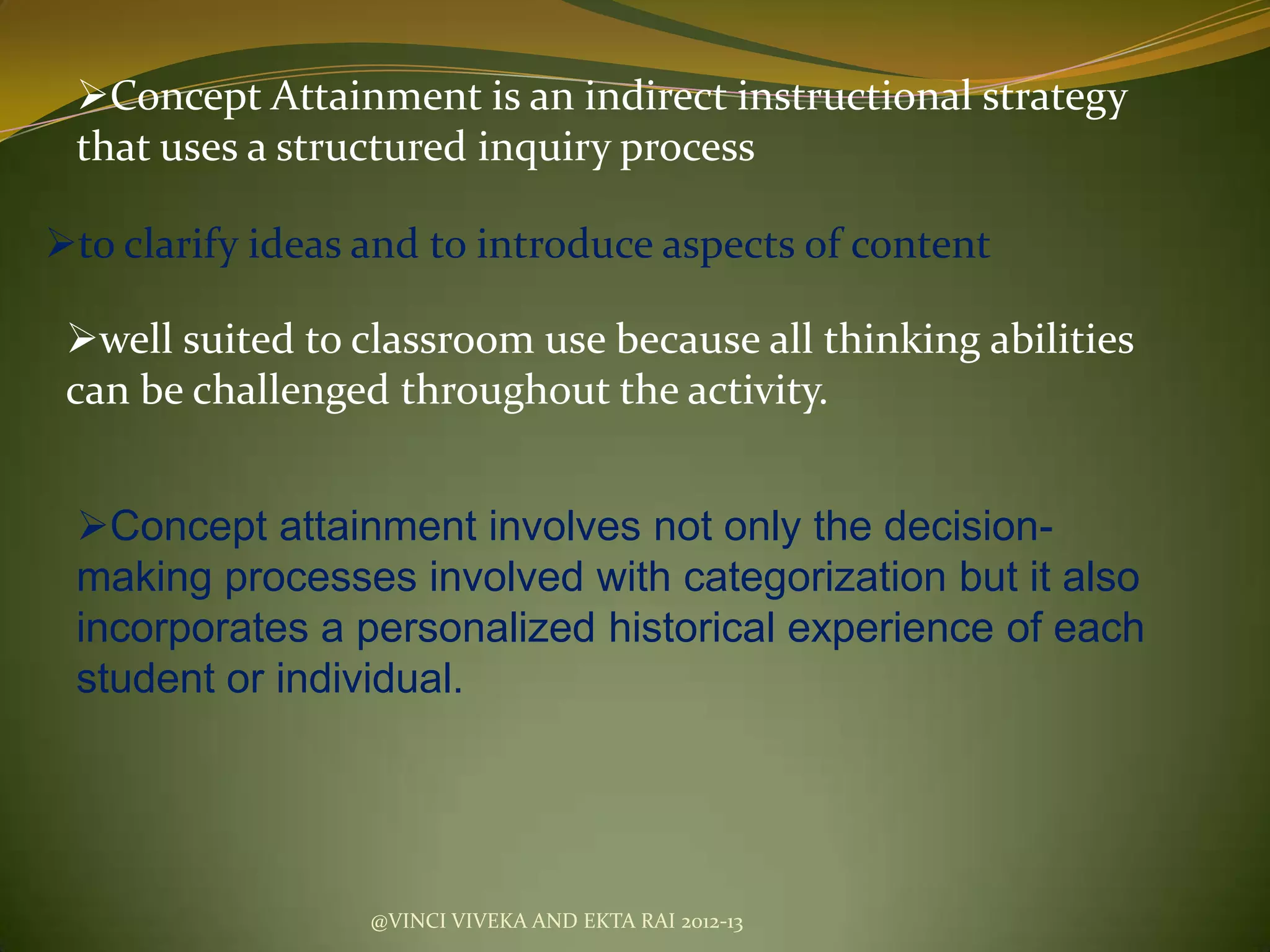 Concept attainment strategy | PPTX