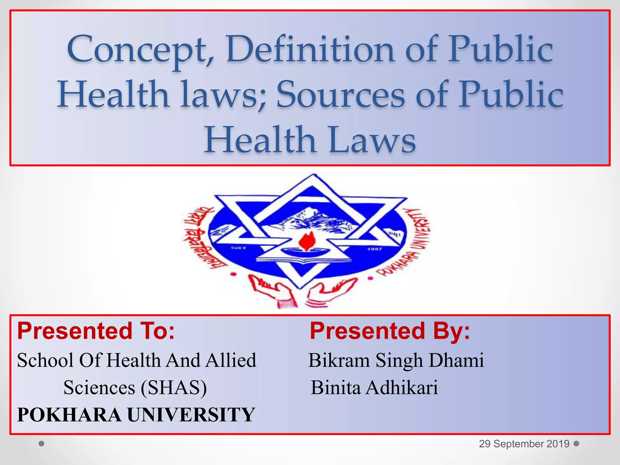 Concept, definition of public health laws | PPTX