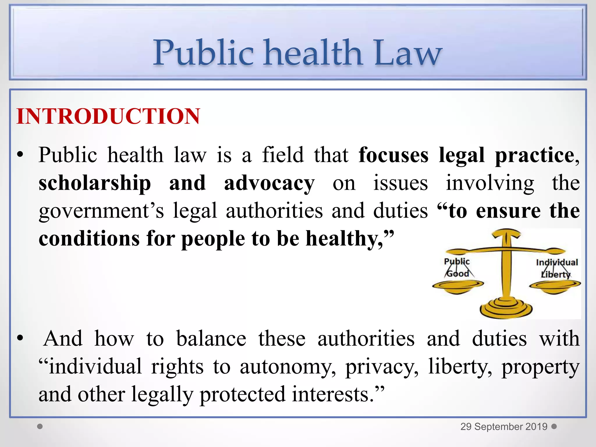 Concept, definition of public health laws | PPTX
