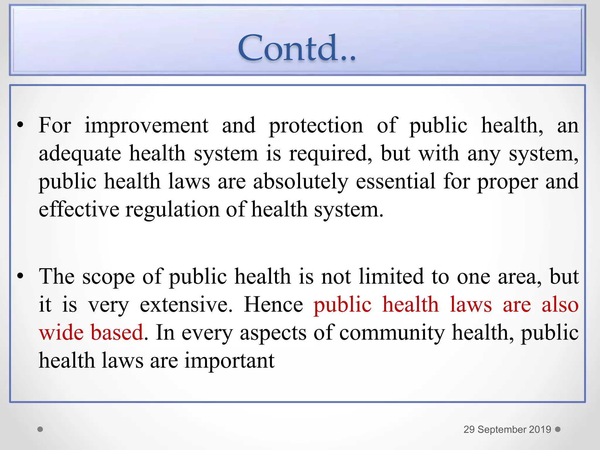 Concept, definition of public health laws | PPTX