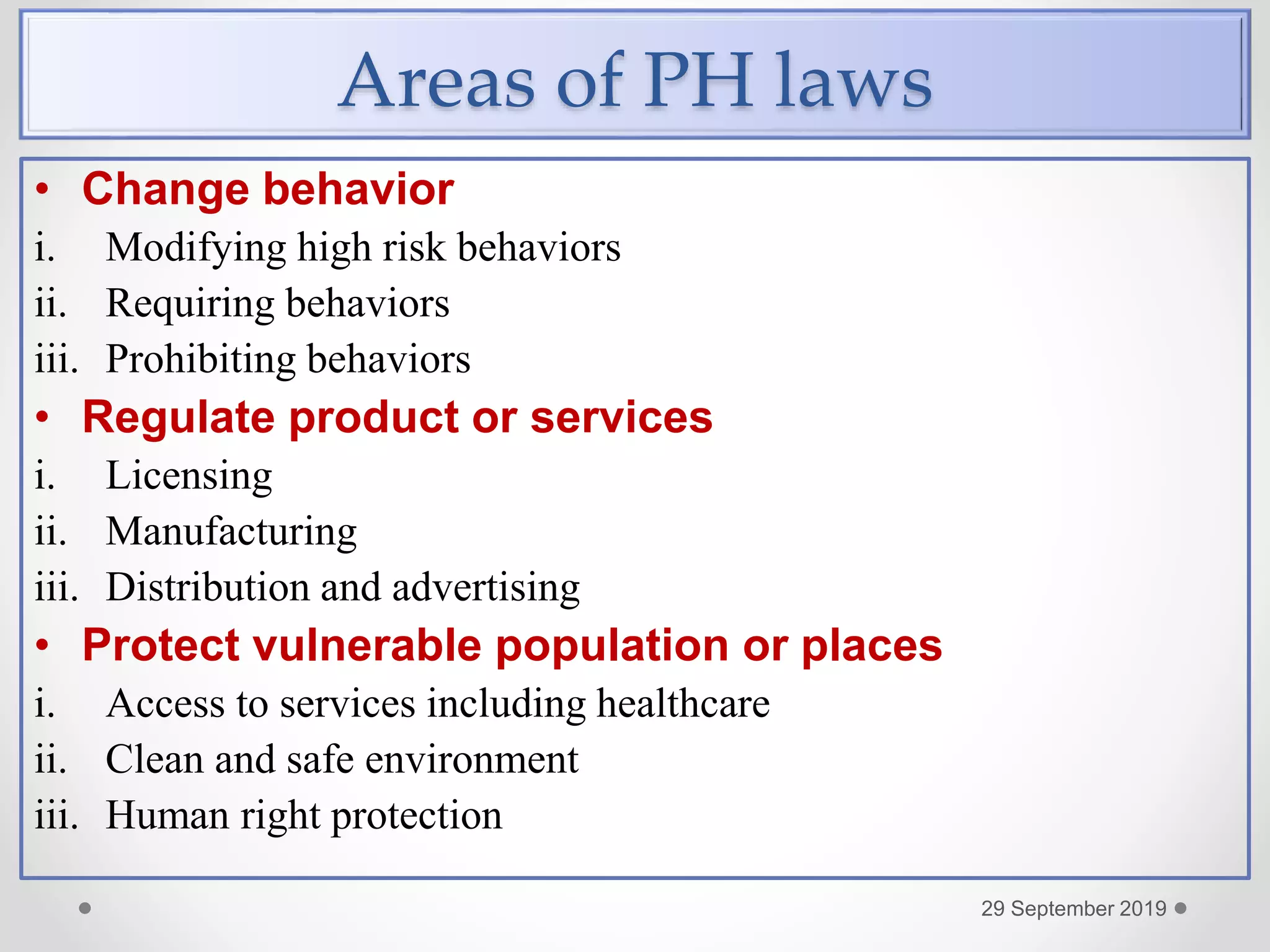 Concept, definition of public health laws | PPTX