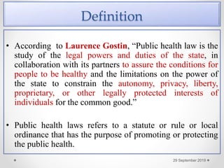 Concept, definition of public health laws | PPTX