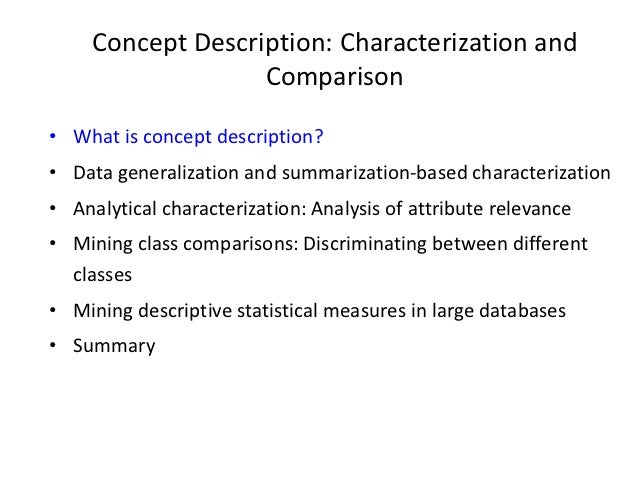 Concept description characterization and comparison