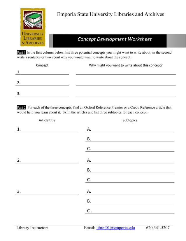 Concept development worksheet | DOCX | Homework and Study | Education