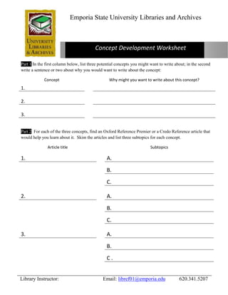 Concept development worksheet | PDF