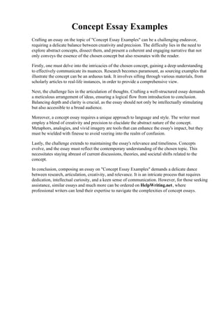 Concept Essay Examples | PDF