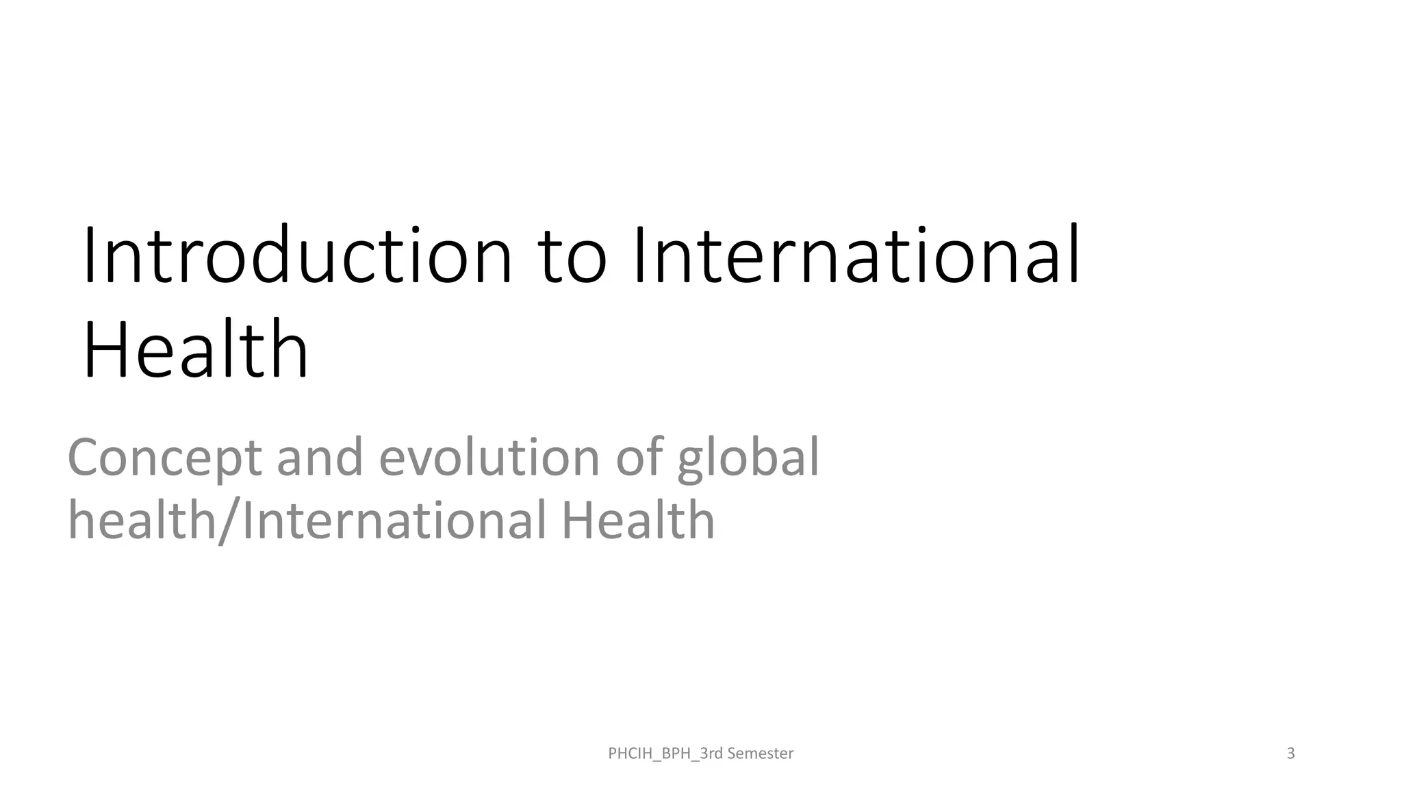 Concept of International health | PDF
