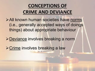 Conceptions of crime and deviance | PPTX | Crime & Harmful Acts to ...