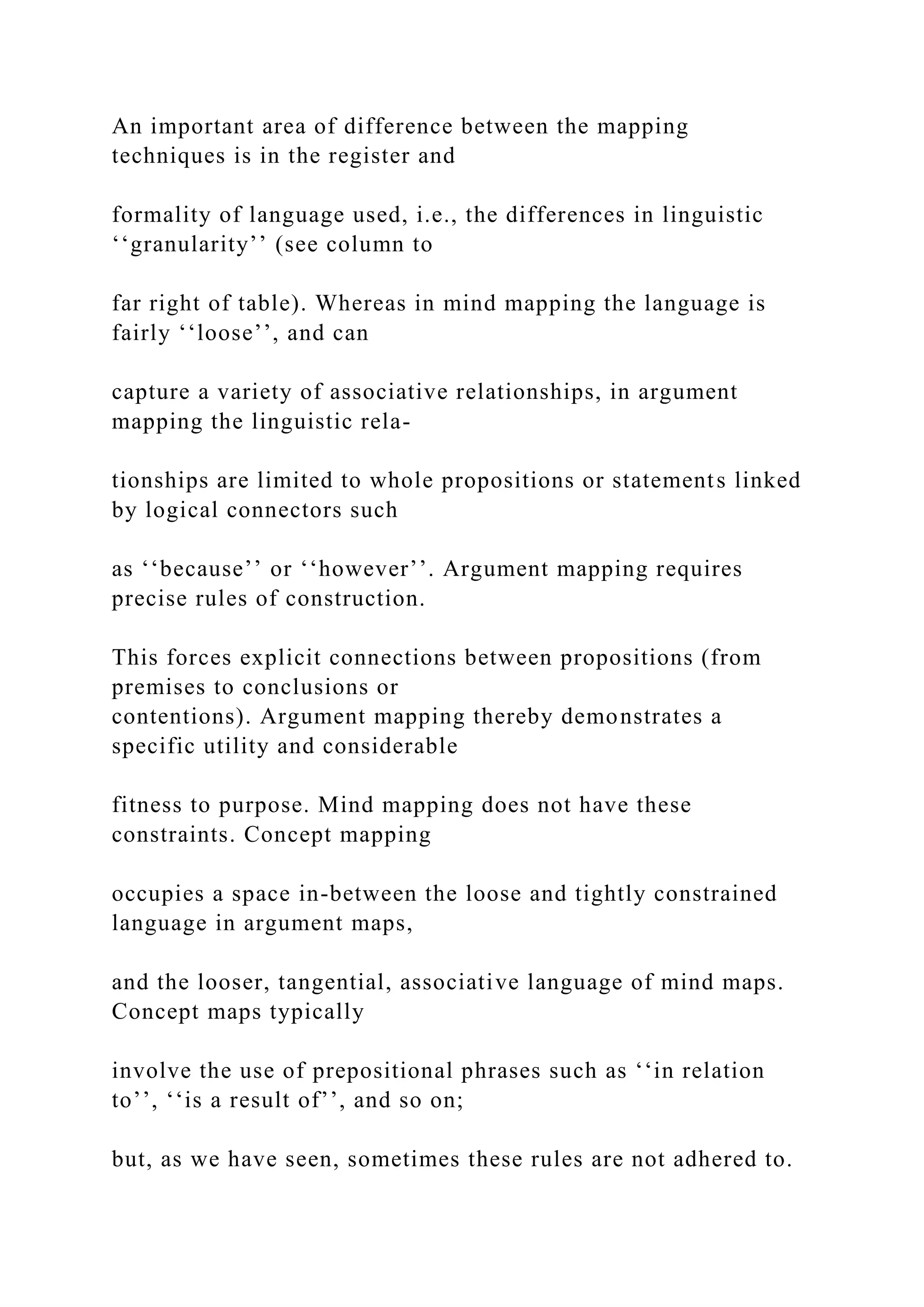 Concept mapping, mind mapping and argumentmapping what are .docx