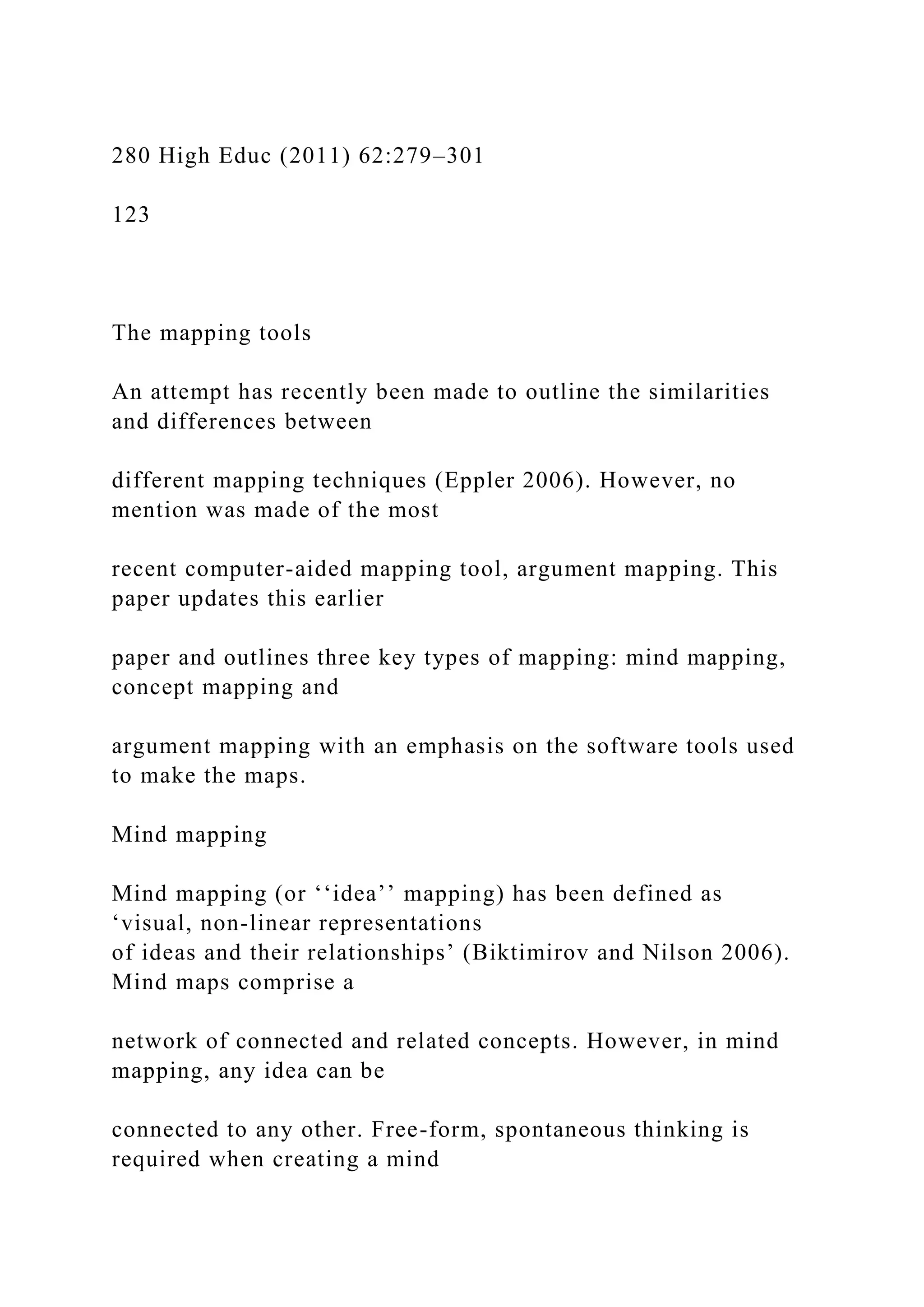 Concept mapping, mind mapping and argumentmapping what are .docx