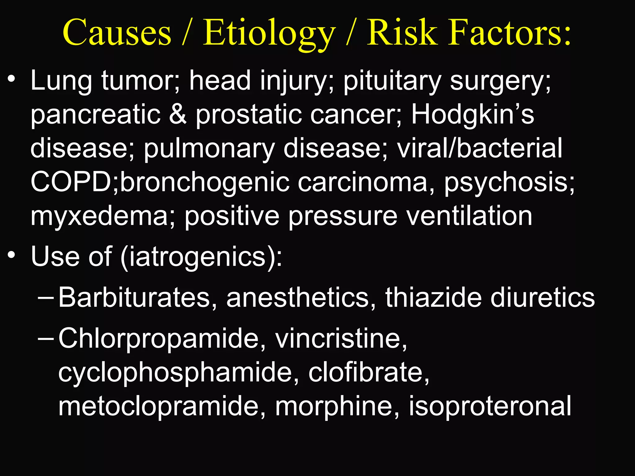 Concept Map of Syndrome of Inappropriate (ly high) Anti-Diuretic ...