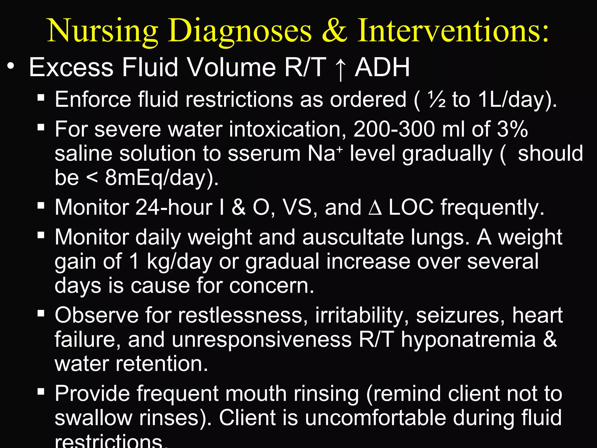 Concept Map of Syndrome of Inappropriate (ly high) Anti-Diuretic ...