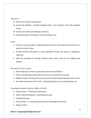 Awareness Campaign for Youth Voters using Social Media - Concept Note | PDF