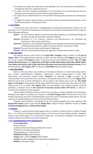 National Seminar on 25 Years Reforms of PRI's in India- Concept Note,19 ...