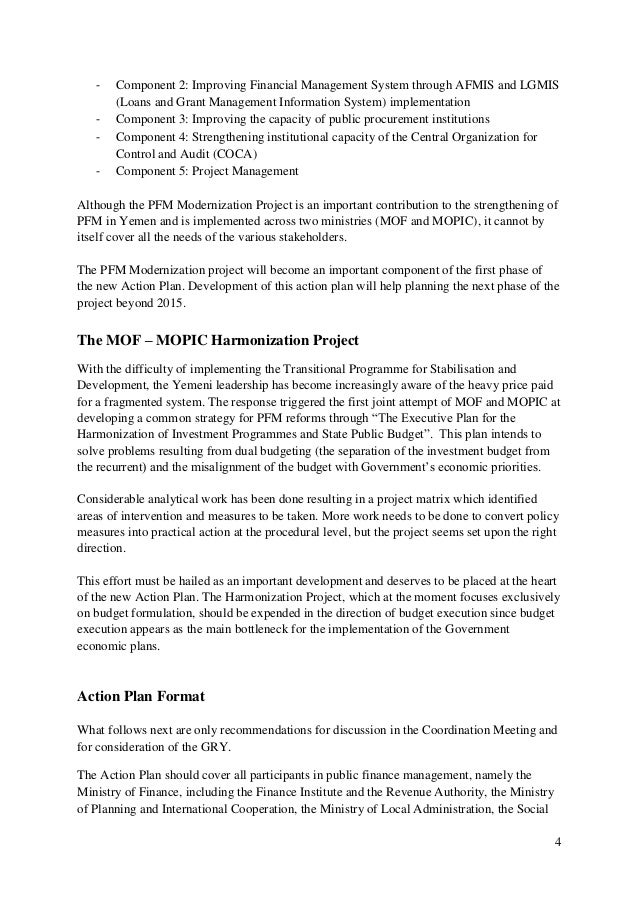 Concept note for updating yemen pfm action plan