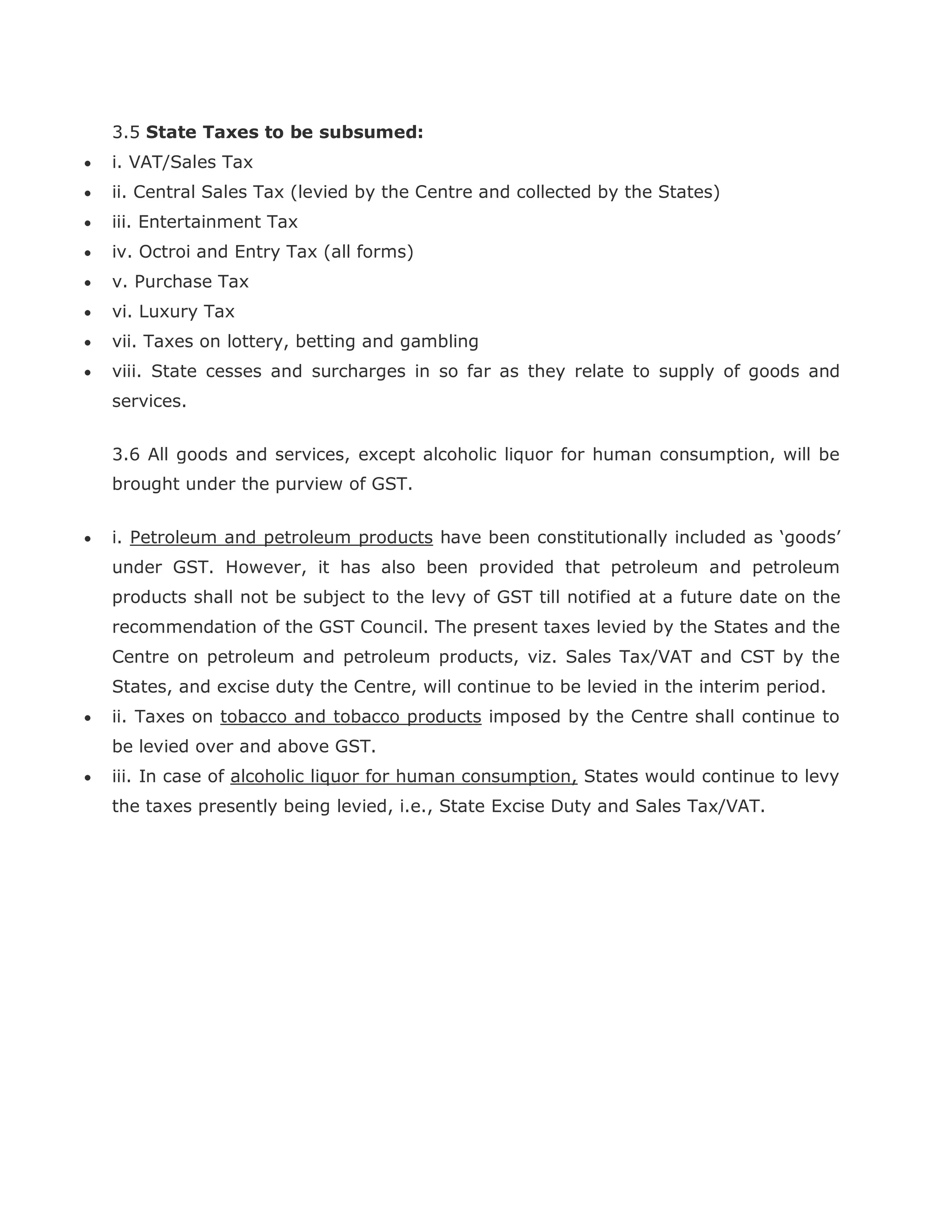 Concept note of Goods & Service Tax (GST) in India | PDF