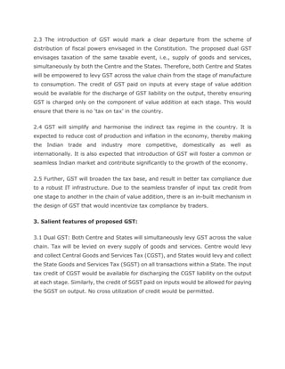 Concept note of Goods & Service Tax (GST) in India | PDF | Business ...