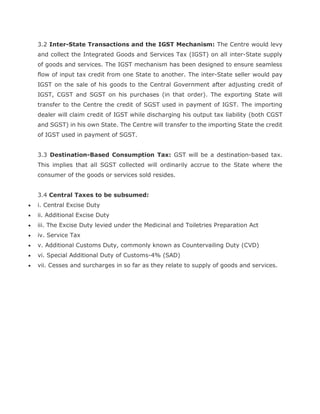 Concept note of Goods & Service Tax (GST) in India | PDF
