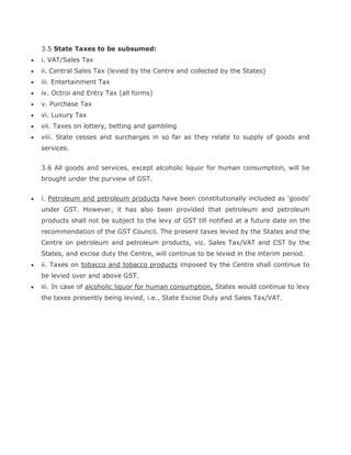 Concept note of Goods & Service Tax (GST) in India | PDF | Business ...