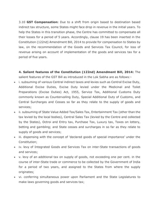 Concept note of Goods & Service Tax (GST) in India | PDF | Business ...