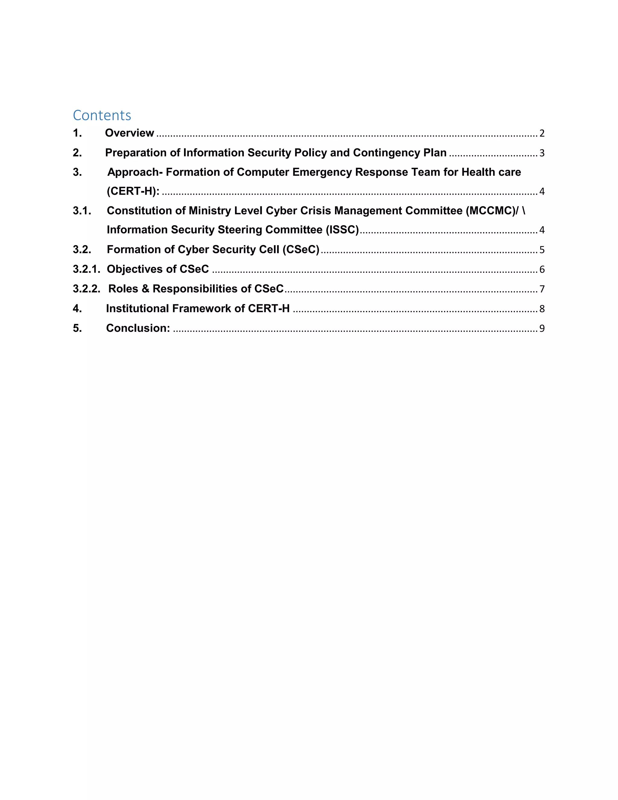 Computer Emergency Response Team for Health Care Sector (CERT-H) | PDF