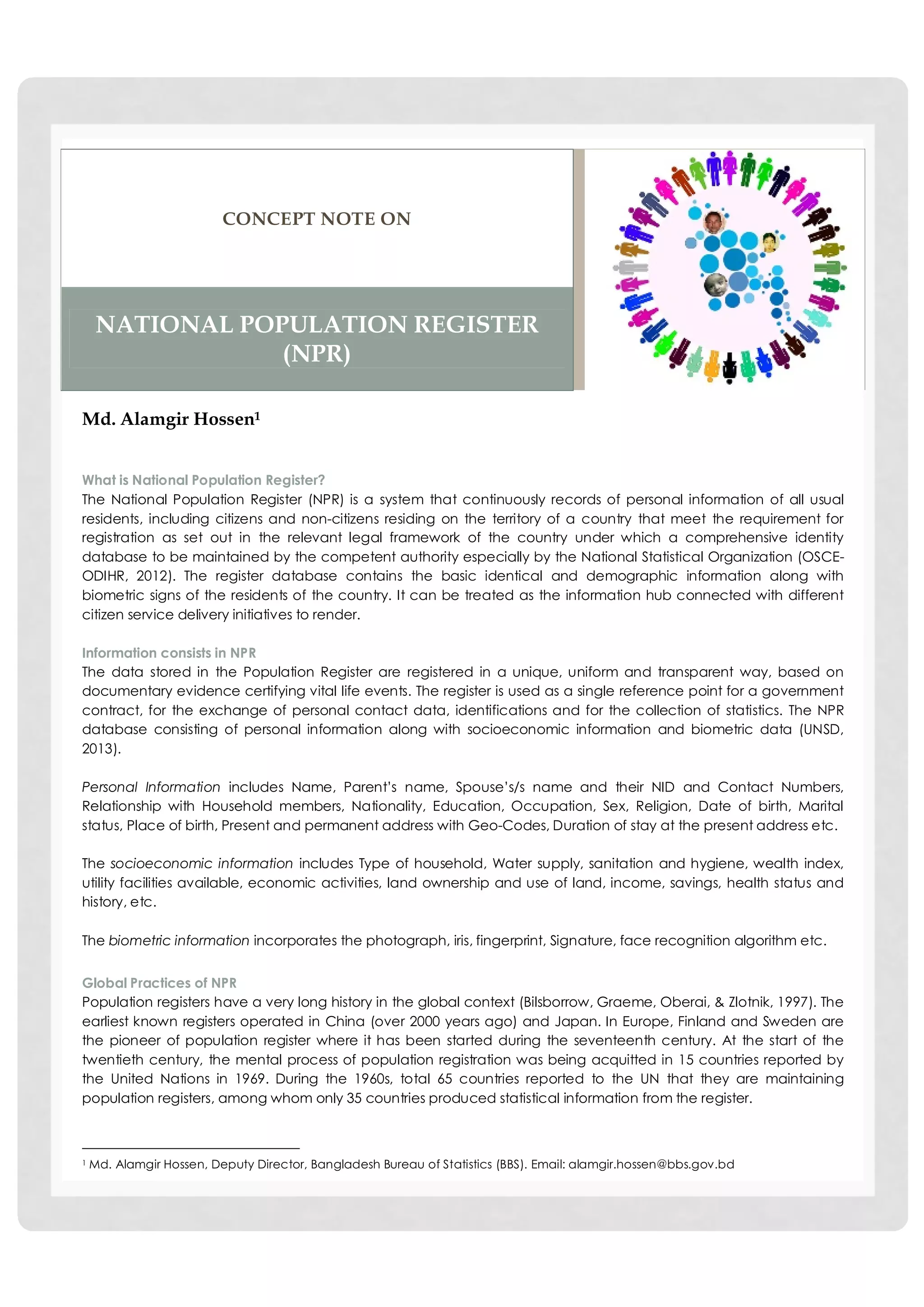 Concept note on National Population Register (NPR) | PDF