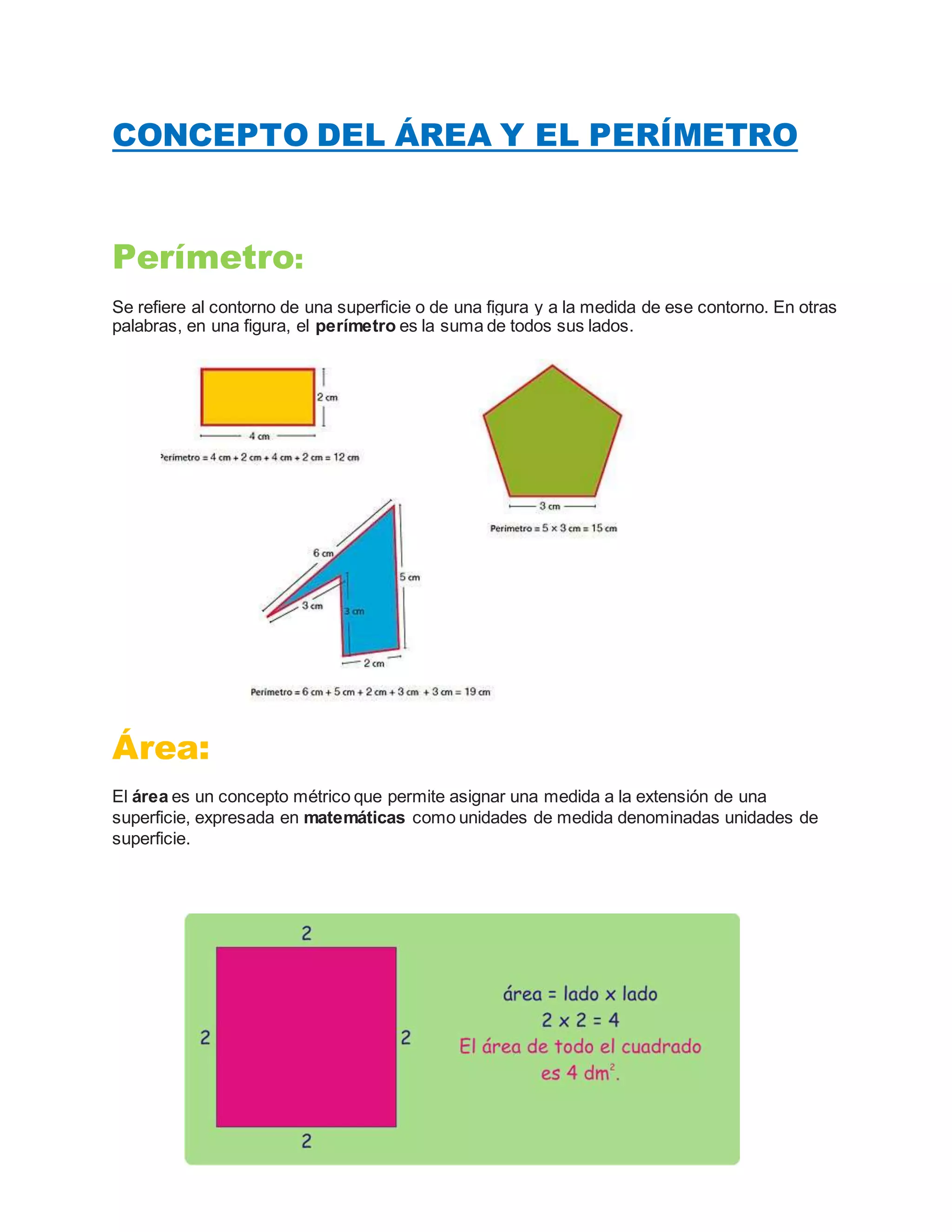 Lógico Matemática (Concepto del área y el perímetro) | DOCX