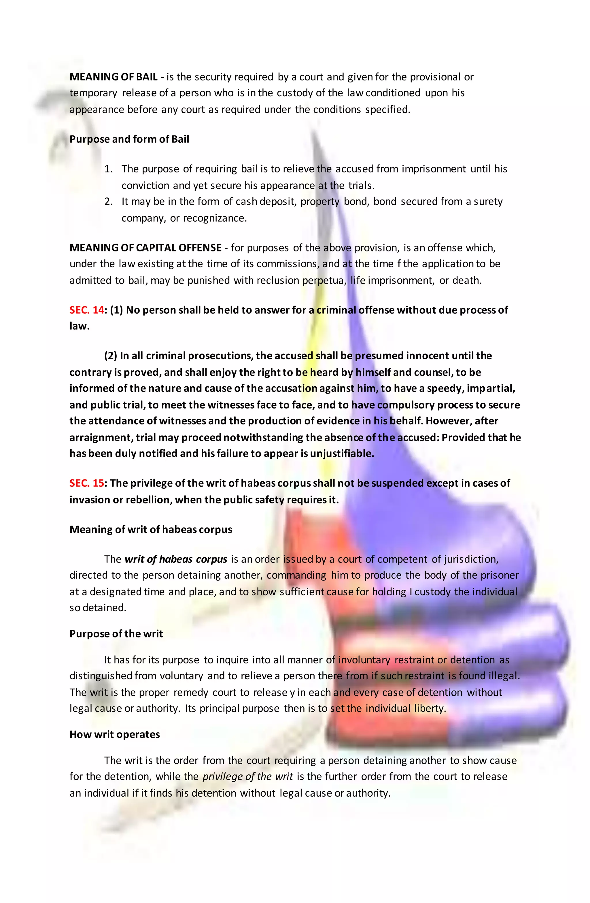 Concept of Bill of Rights (Philippines) | DOCX | Law