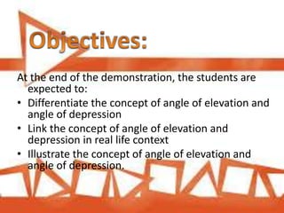 Concept of angle of elevation and depression | PPTX