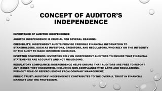 CONCEPT OF AUDITOR’S INDEPENDENCE-INDEPENDENCE IN FACT,INDEPENDENCE IN ...