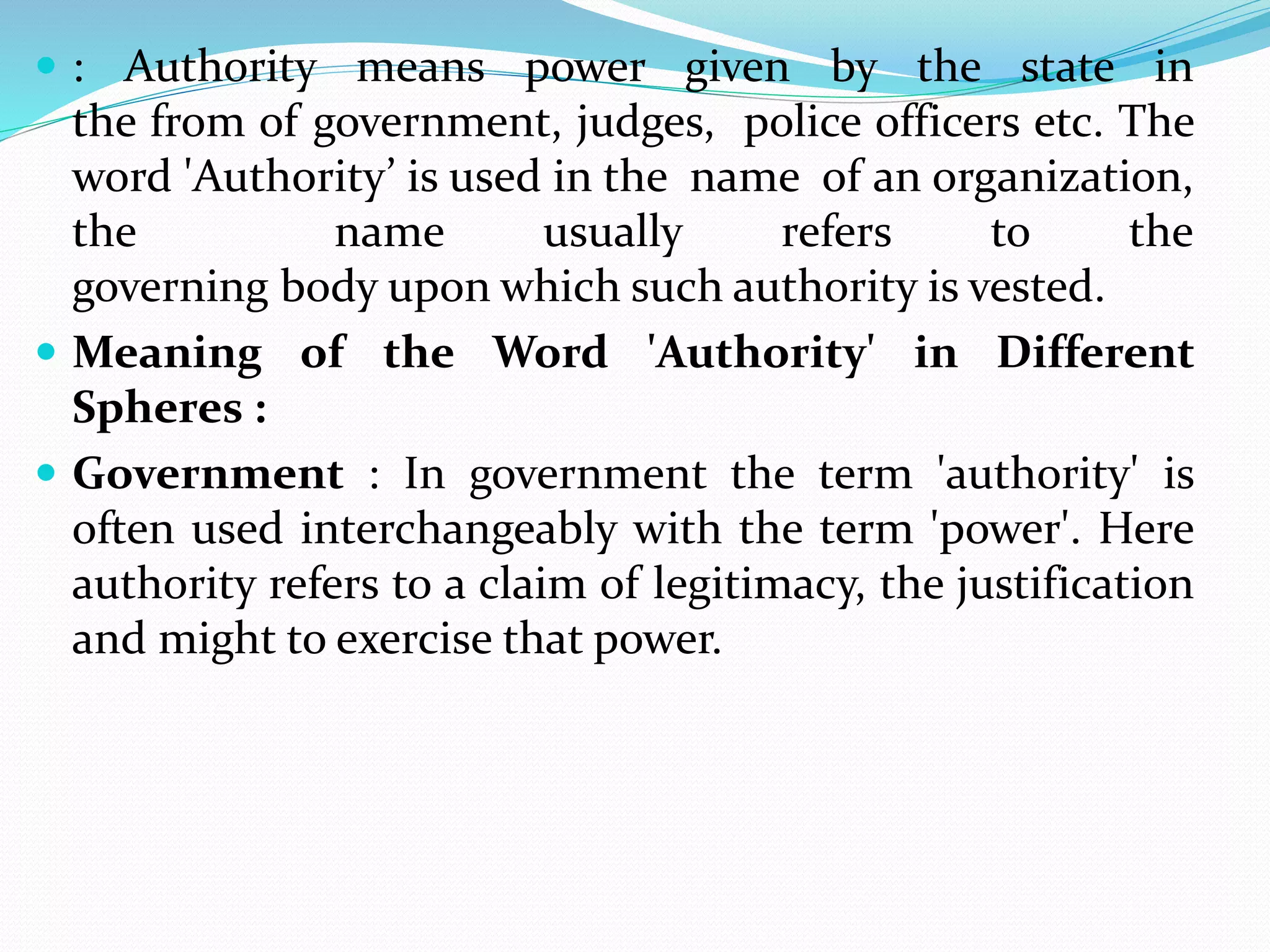 Concept of authority | PPTX