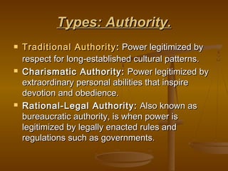 Concept & Types of authority | PPT | Resume Writing and Advice | Job Search