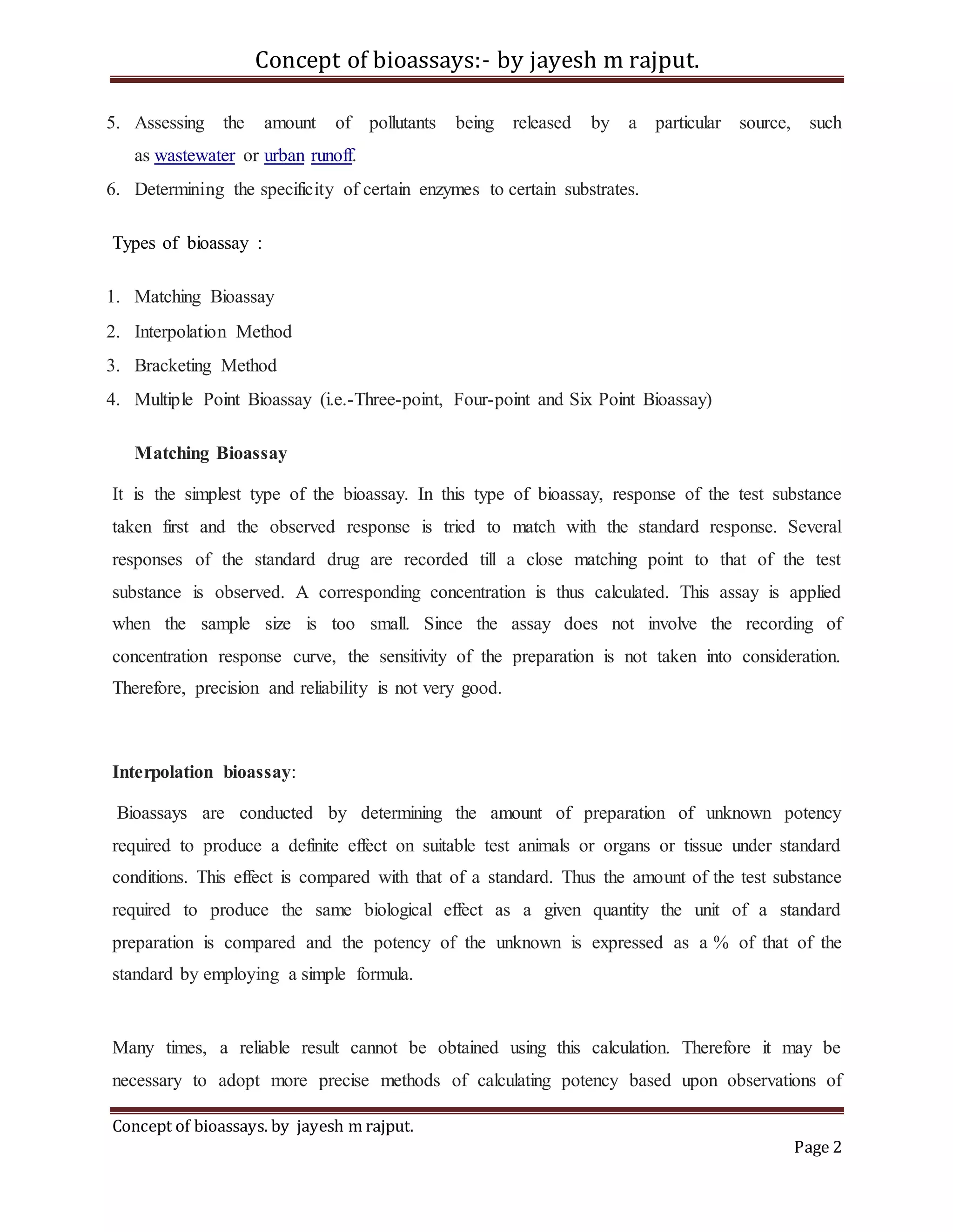Concept of bioassays by jayu | DOCX | Biological Sciences | Science
