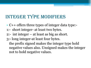 Concept of c data types