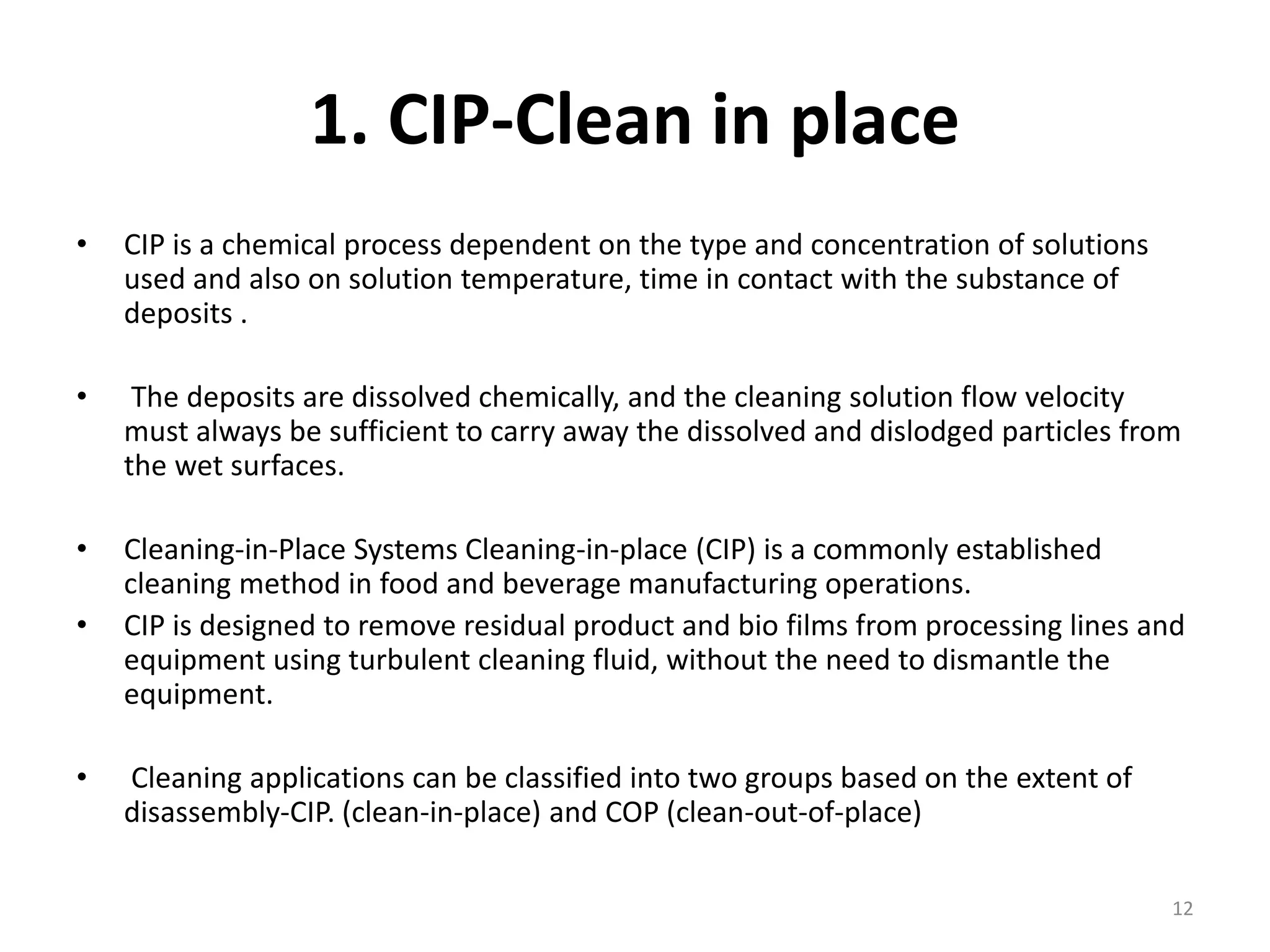CONCEPT OF CIP (Clean In Place ) AND FACILITY CLEANING | PPTX