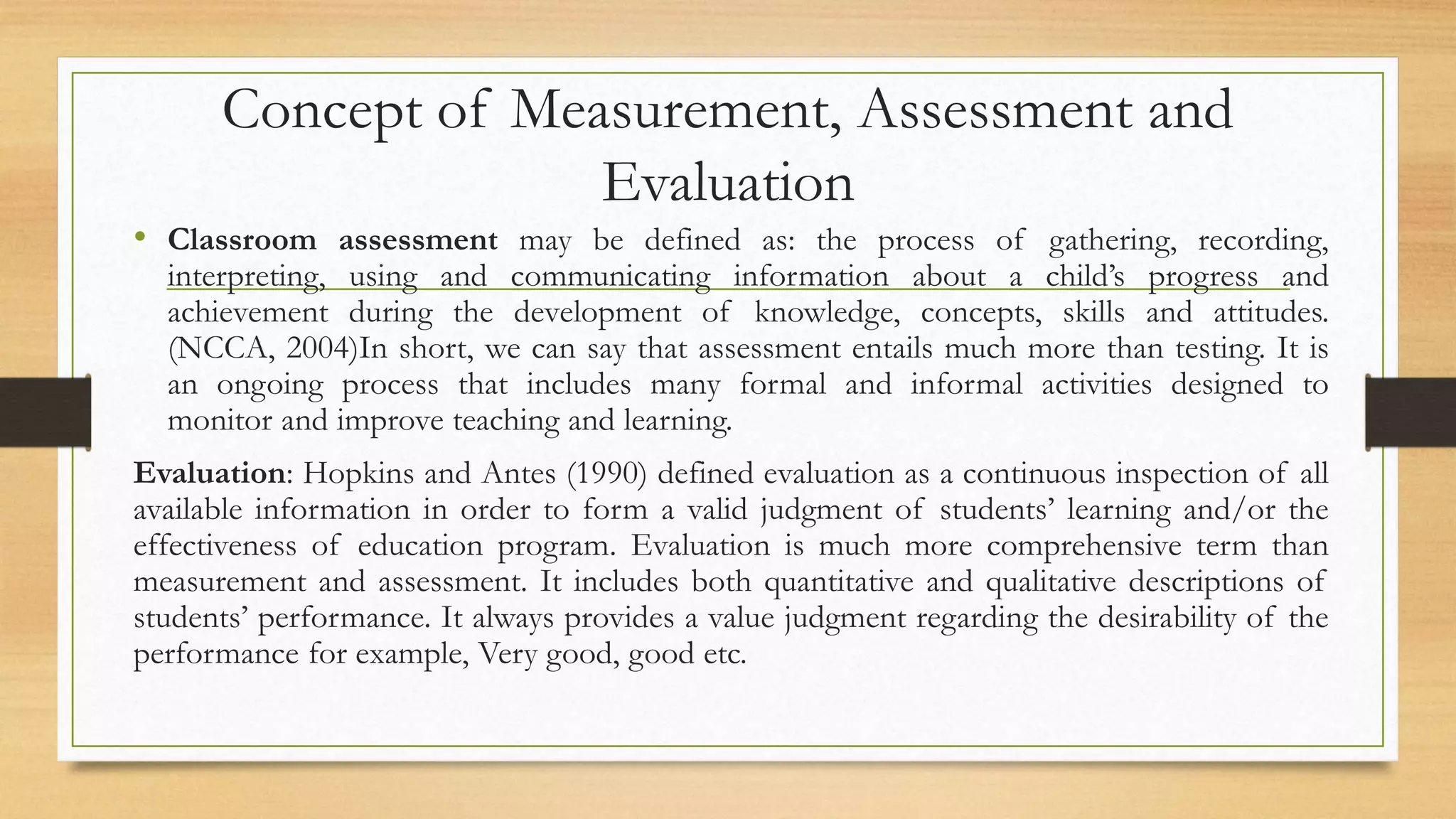 Concept of classroom assessment by Dr. Shazia Zamir | PPTX