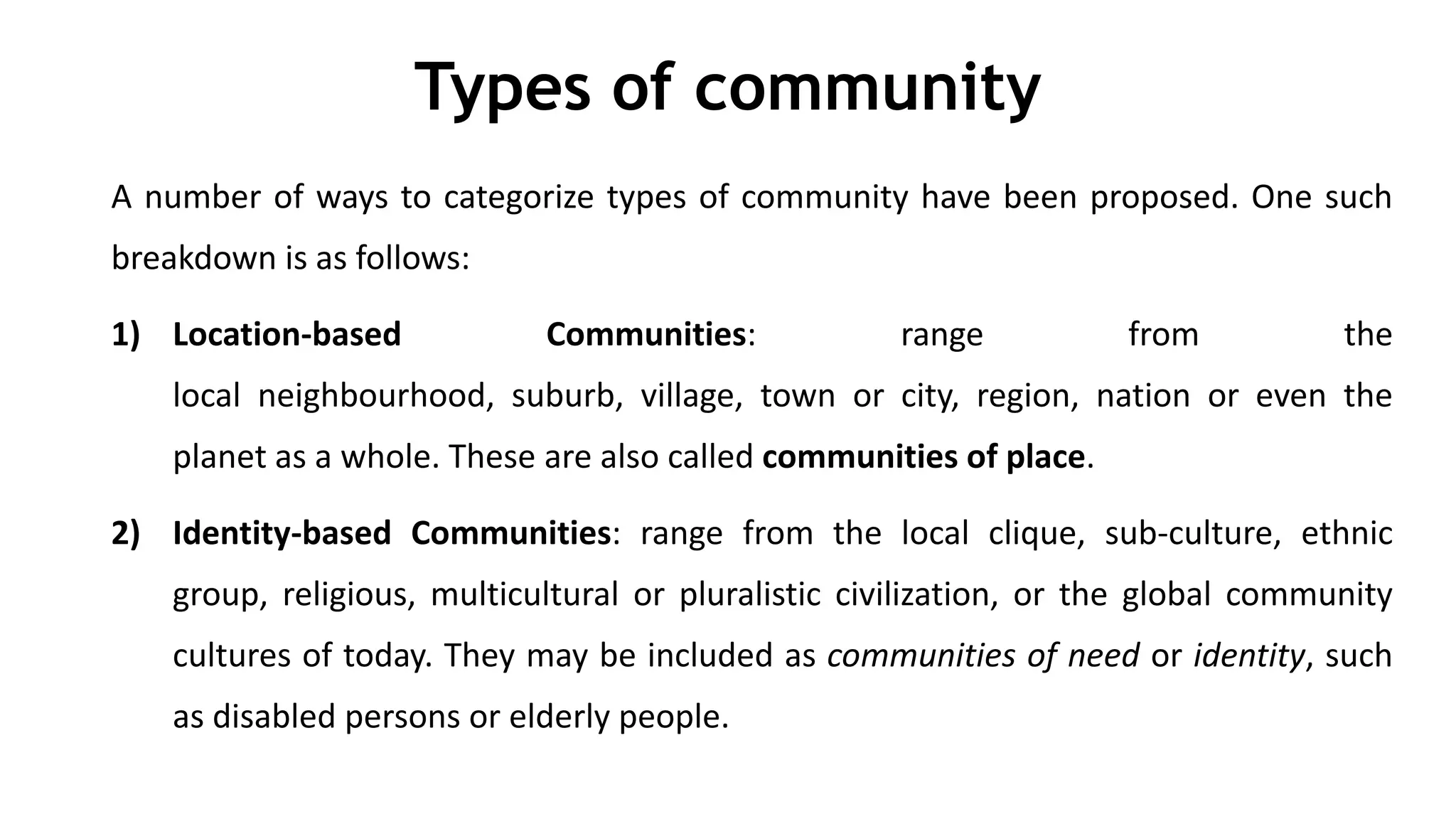 Concept of community | PPTX