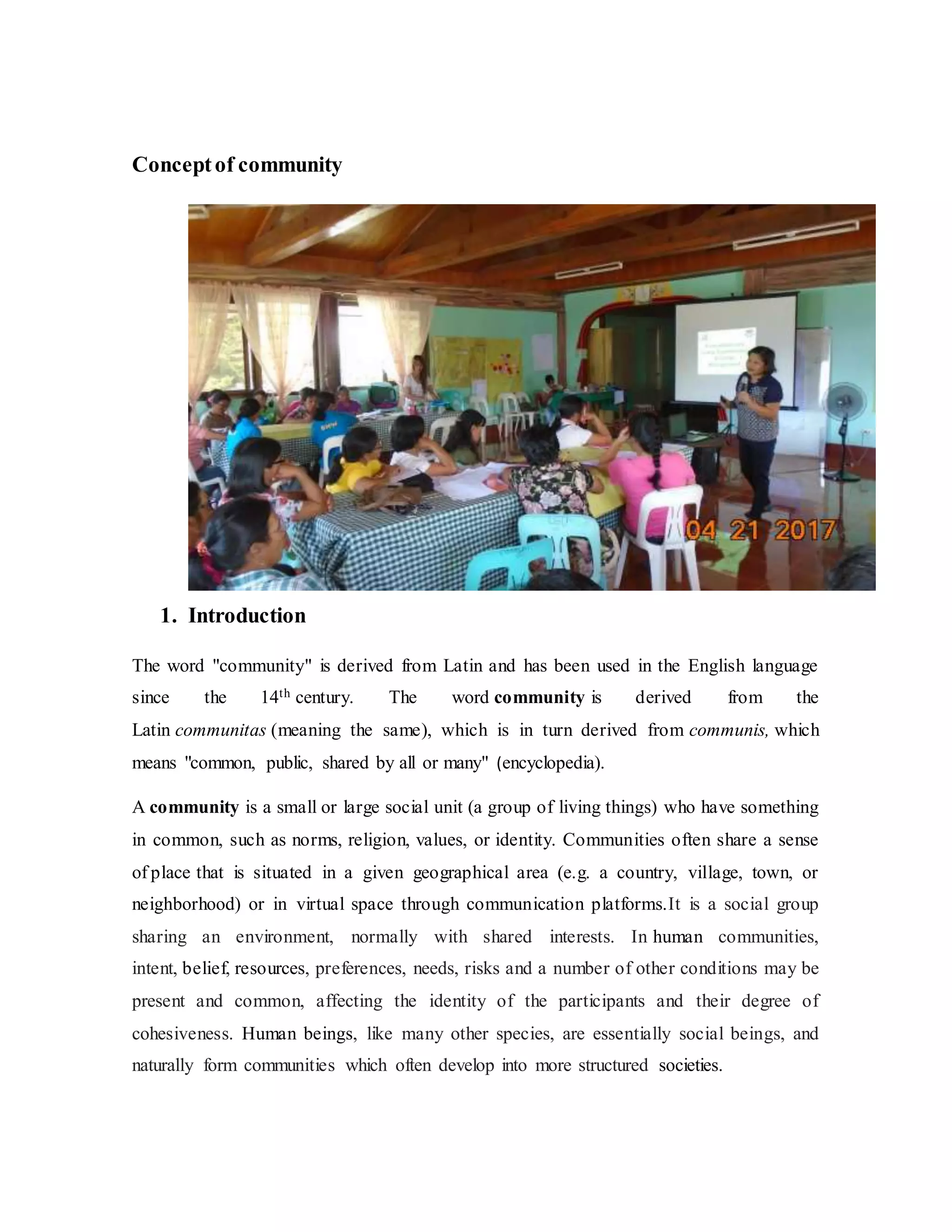 Concept of community "What is community" Concept about it | DOCX