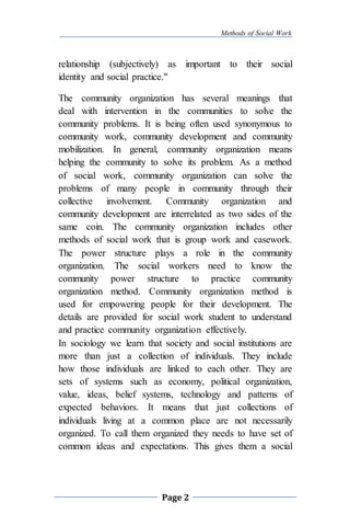 Concept of community work | DOCX