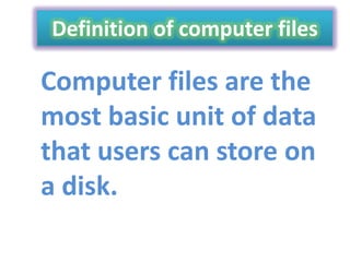 Concept of computer files for Grade 12 learners | PPT