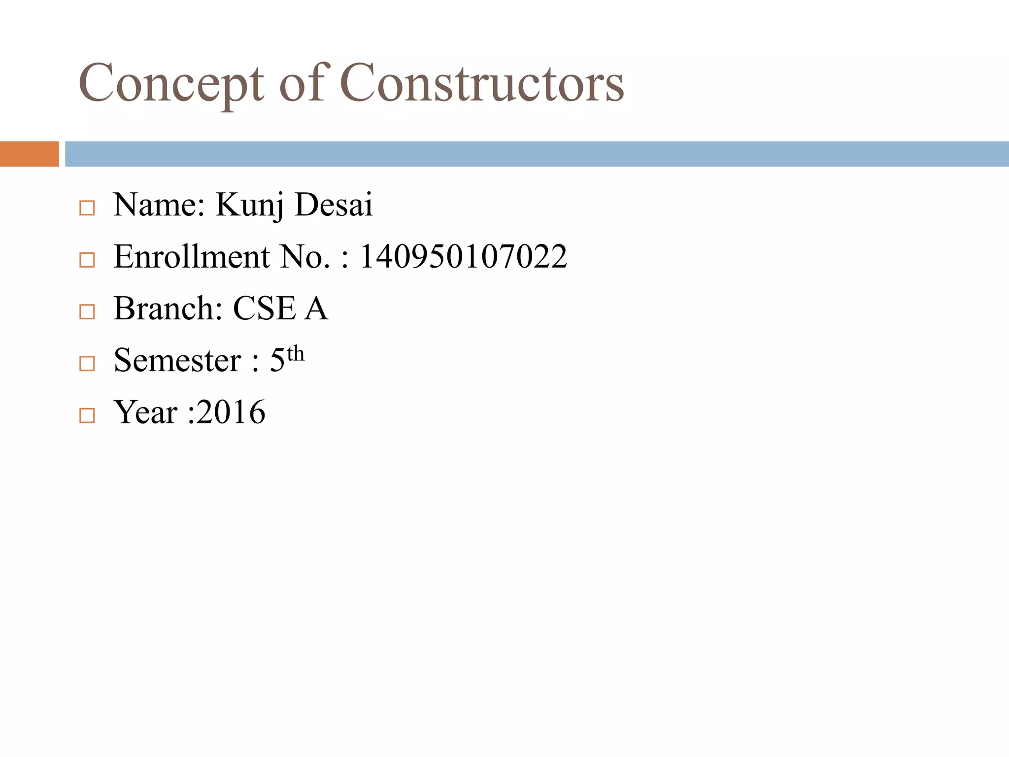 Concept of constructors | PPT