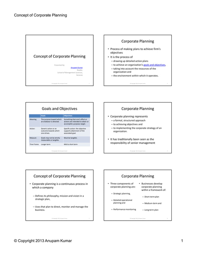 Concept of corporate planning | PDF | Business Administration | Business