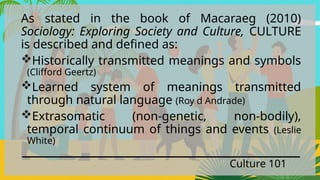 Concept of Culture - Its Characteristics, Types, Forms, and Elements | PPTX