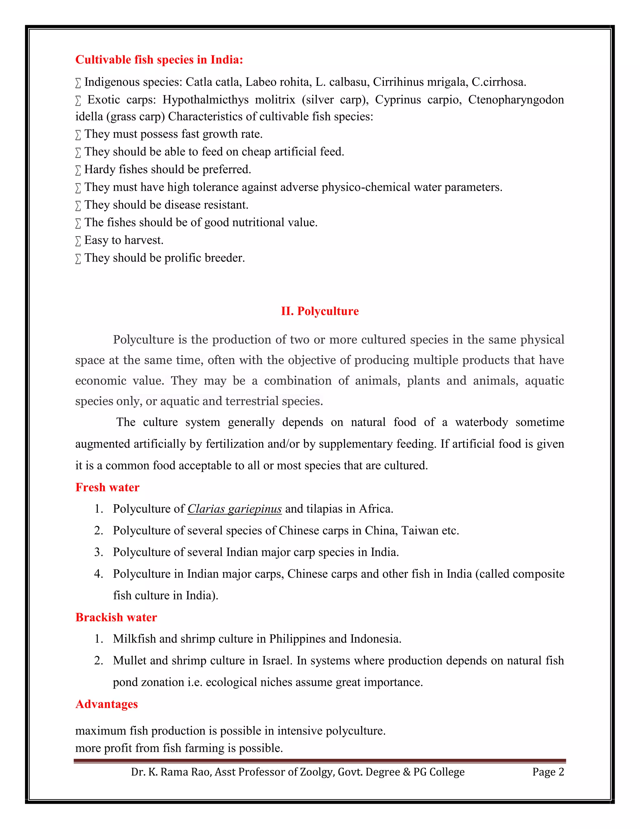 Concept of culture in fisheries | PDF