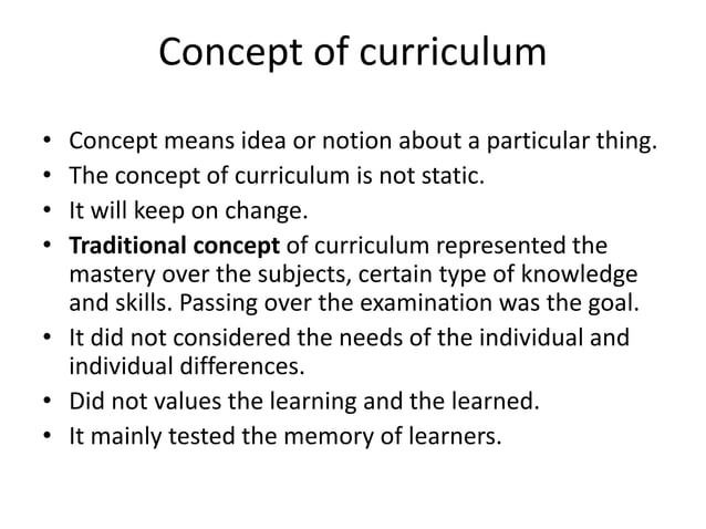 Concept of curriculum | PPTX